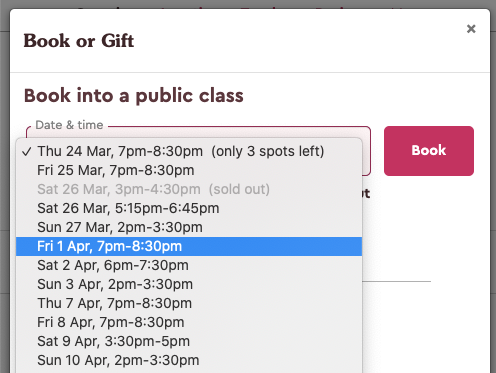 How do I book into a public class? – ClassBento