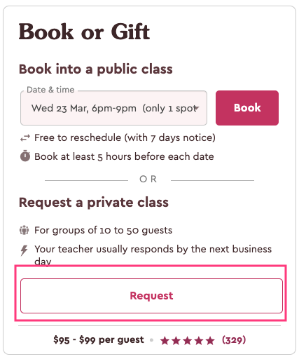 How do I book a private event? – ClassBento