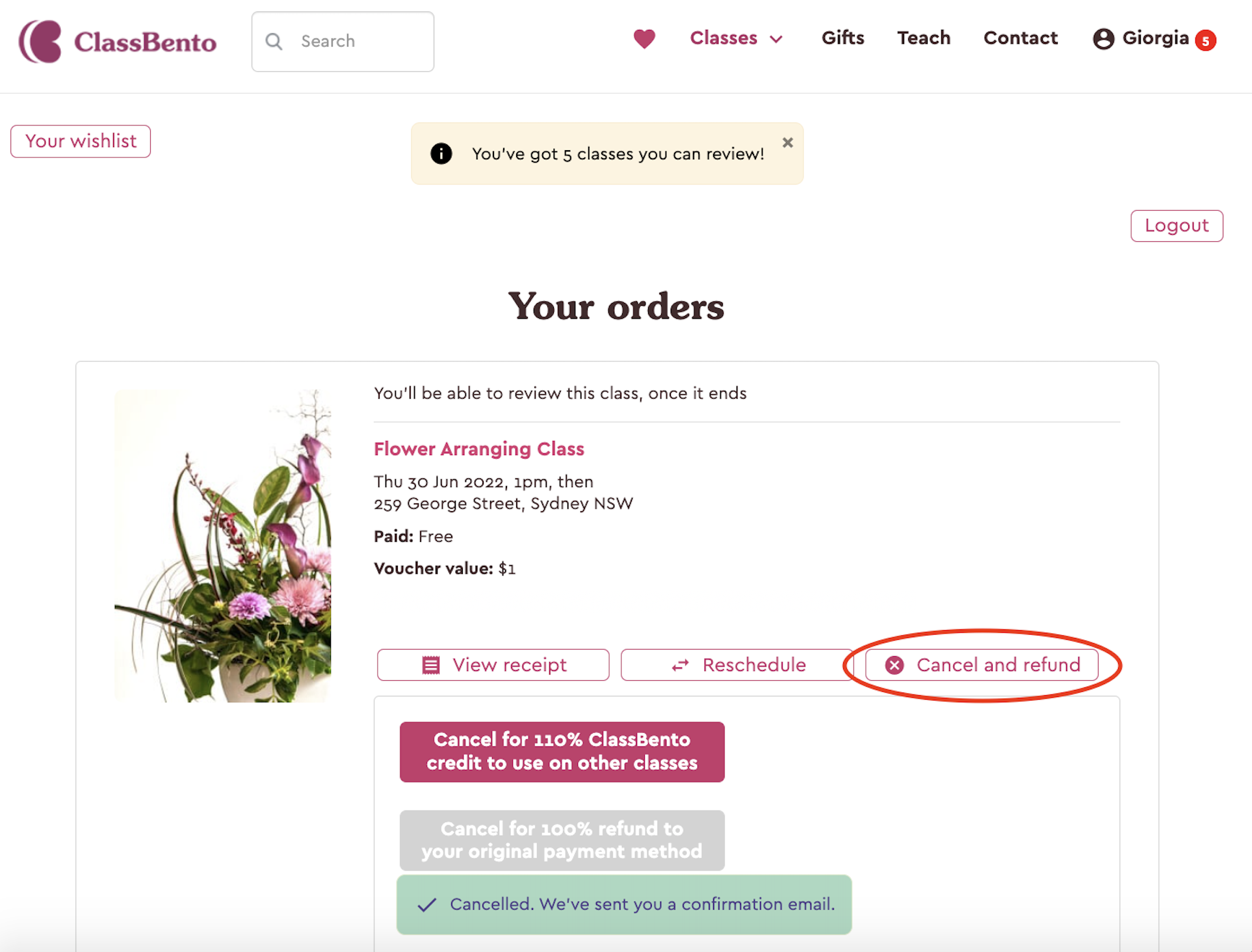 How can I cancel my upcoming order and get a full refund? – ClassBento